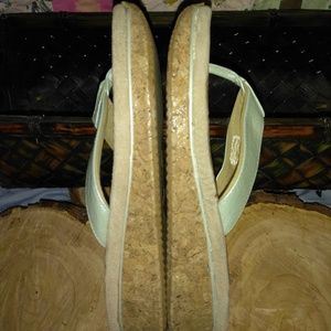 Volatile | Shoes | Volatile Mint Green Leather Thong Wedges Size 8 ...